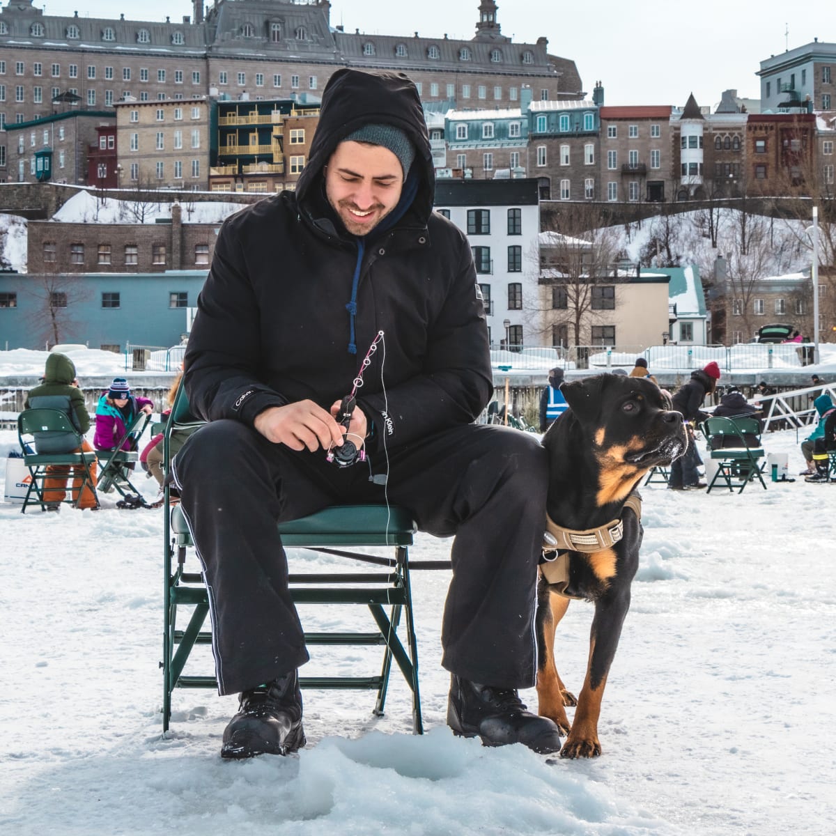 Ice fishing and winter fun at the Village Nordik in the Port of Québec ...