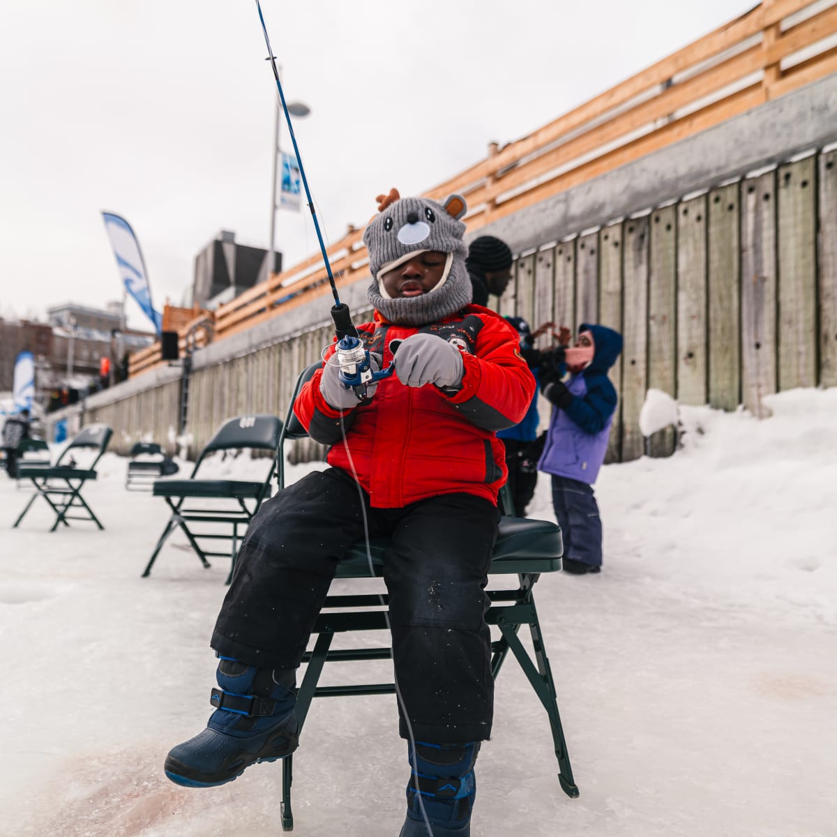 Ice fishing and winter fun at the Village Nordik in the Port of Québec ...